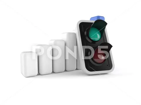 Green traffic light with chart: Royalty Free #130474346