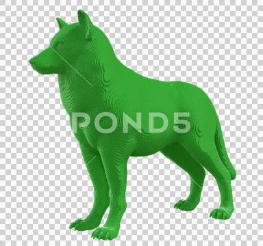 Green voxel wolf on a transparent background.: Royalty Free #101933694