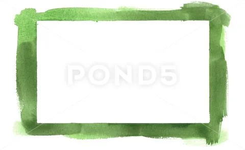 PSD Template: Green Watercolor Border Frame #96463569
