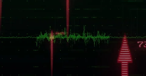 Green waveform rising on dark data dashb... | Stock Video | Pond5