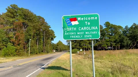 Green welcome to North Carolina road sig... | Stock Video | Pond5