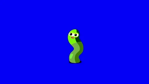 Green worm cartoon animation blue screen... | Stock Video | Pond5