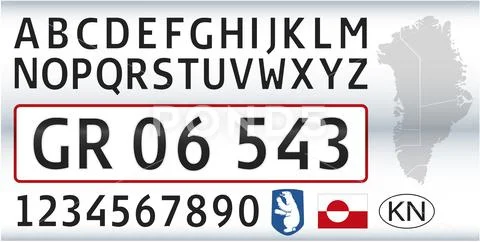 Greenland car license plate, letters, numbers and symbols ~ Clip Art ...