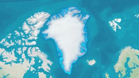 Greenland Map Animation Zoom In | Stock Video | Pond5