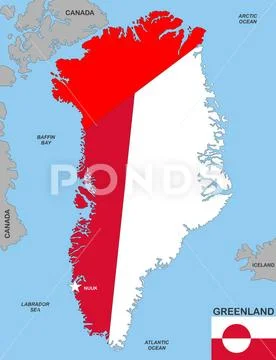 Greenland map very big size greenland political map with flag Copyright ...