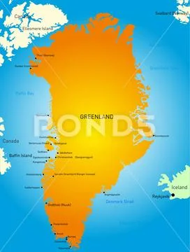Photograph: Greenland Vector detailed map of greenland map Copyright ...