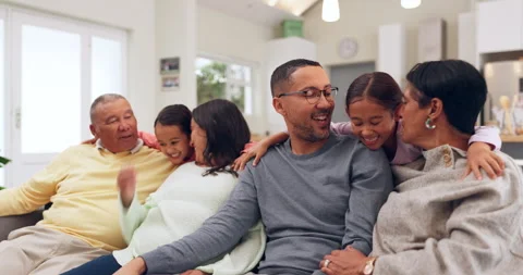 Greeting, happy and hug for big family o... | Stock Video | Pond5