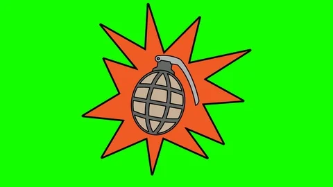 grenade animation green screen. 2D flat ... | Stock Video | Pond5