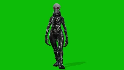 Grey alien wearing a space suit walking ... | Stock Video | Pond5