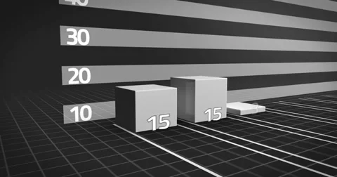 Grey bar chart growing with red arrow | Stock Video | Pond5