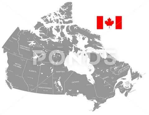 Grey Vector Political Map of Canada: Royalty Free #92849206