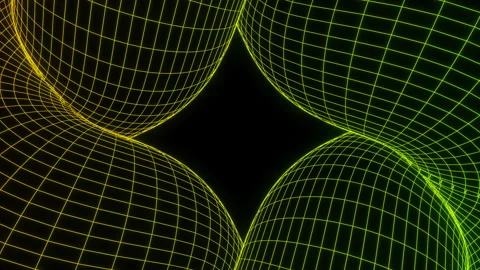 Grid with 3d shapes on black background.... | Stock Video | Pond5