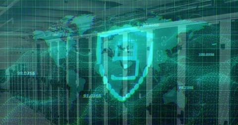 Grid overlay appearing over racks, world... | Stock Video | Pond5