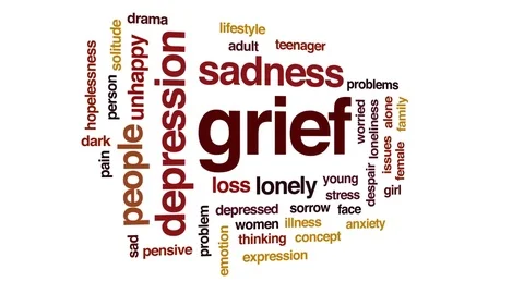 Grief animated word cloud, text design a... | Stock Video | Pond5