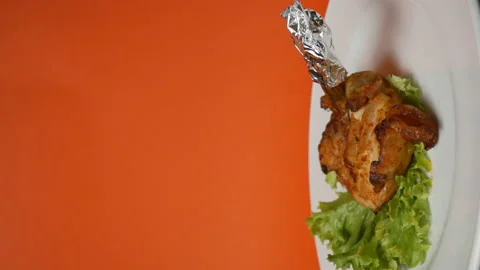 grilled chicken in a rotating plate on a... | Stock Video | Pond5