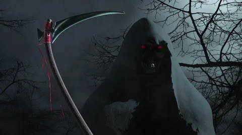 The Grim Reaper is waiting on a cold and... | Stock Video | Pond5