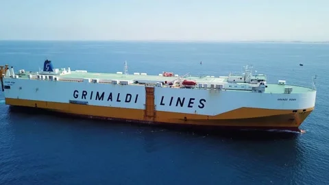Grimaldi Lines RoRo Roll on-Off vessel c... | Stock Video | Pond5