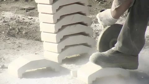 Grinder, bricklayer cutting a brick | Stock Video | Pond5