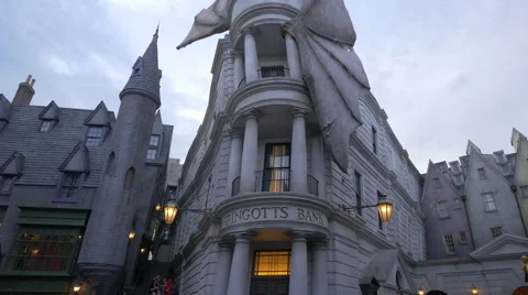 The Gringotts Bank building at Universal... | Stock Video | Pond5