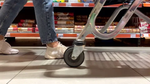 groceries store bottom view of legs walk... | Stock Video | Pond5