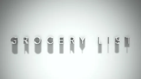 grocery list 3D title animation white te... | Stock Video | Pond5