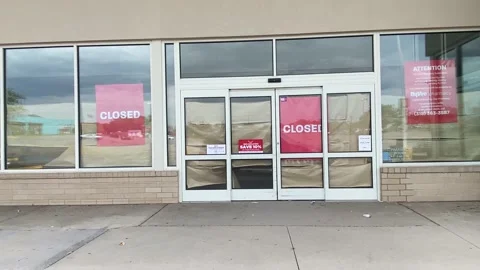 Grocery Store - Closed - Signs on Front ... | Stock Video | Pond5