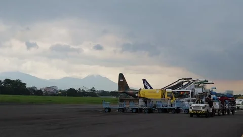 Ground crew airport drive support vehicl... | Stock Video | Pond5