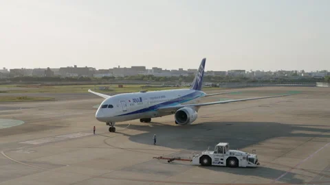 Ground Crew Ready ANA Boeing 787 Passeng... | Stock Video | Pond5