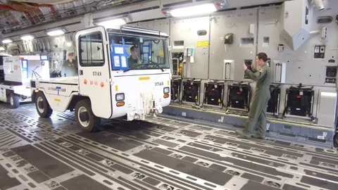 Ground support vehicles of the US coast ... | Stock Video | Pond5