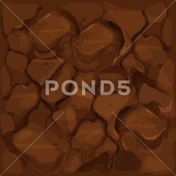 Ground texture, soil top view in cartoon style seamless. Game interface ...