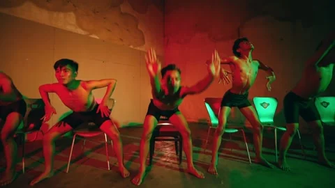 Group of Asian men dancing together in a... | Stock Video | Pond5