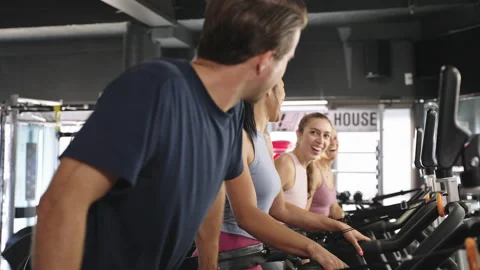 Group of athletes cool down on the tread... | Stock Video | Pond5