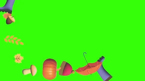 Group of autumn elements objects animati... | Stock Video | Pond5