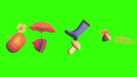 Group of autumn elements objects animati... | Stock Video | Pond5