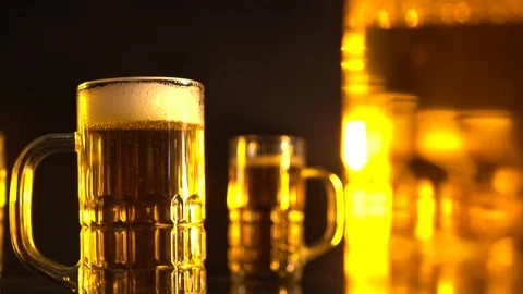 group beer glass with air floating bubbl... | Stock Video | Pond5