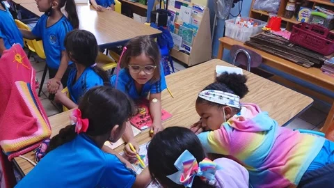 Group of Elementary Girls Students Color... | Stock Video | Pond5