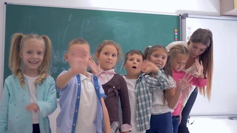 group of elementary school children with... | Stock Video | Pond5