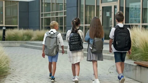 Group of elementary school students rush... | Stock Video | Pond5