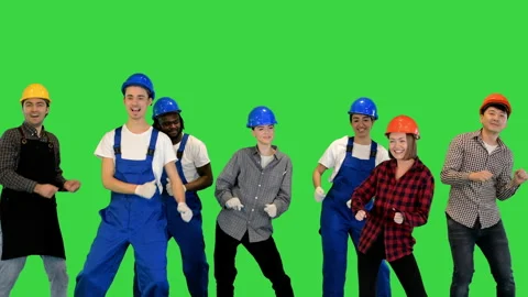 Group of factory workers dancing on a Gr... | Stock Video | Pond5