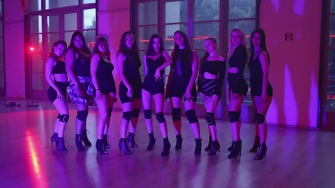 A group of female dancers in high heels ... | Stock Video | Pond5
