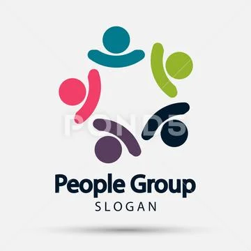 Group four people logo handshake in a circle,Teamwork icon,Vector ...