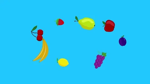 group of fruits animation, blue screen, ... | Stock Video | Pond5