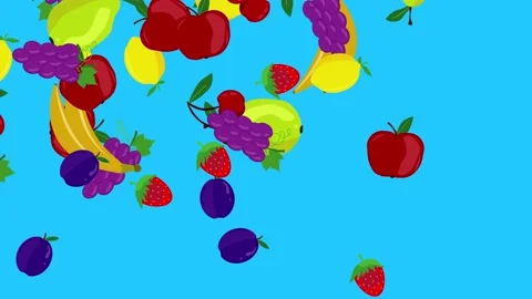 group of fruits animation, blue screen, ... | Stock Video | Pond5