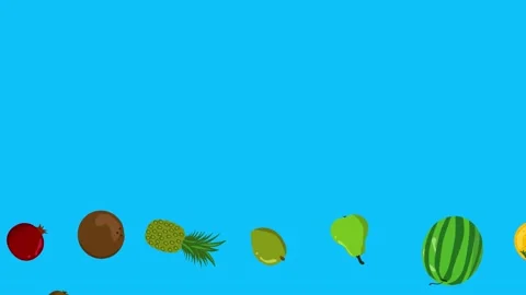 group of fruits animation, blue screen, ... | Stock Video | Pond5