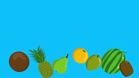 group of fruits animation, blue screen, ... | Stock Video | Pond5