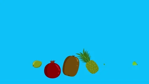group of fruits animation, blue screen, ... | Stock Video | Pond5