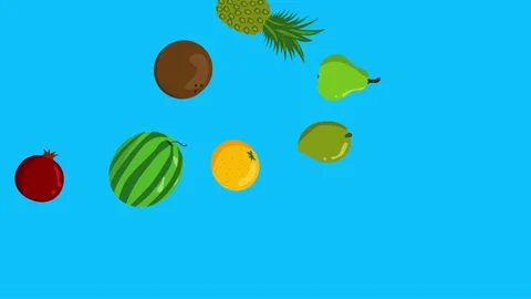 group of fruits animation, blue screen, ... | Stock Video | Pond5
