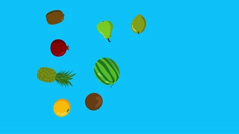 group of fruits animation, blue screen, ... | Stock Video | Pond5