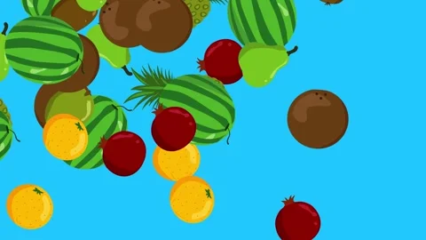 group of fruits animation, blue screen, ... | Stock Video | Pond5