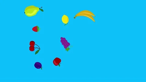 group of fruits animation, chroma key, f... | Stock Video | Pond5